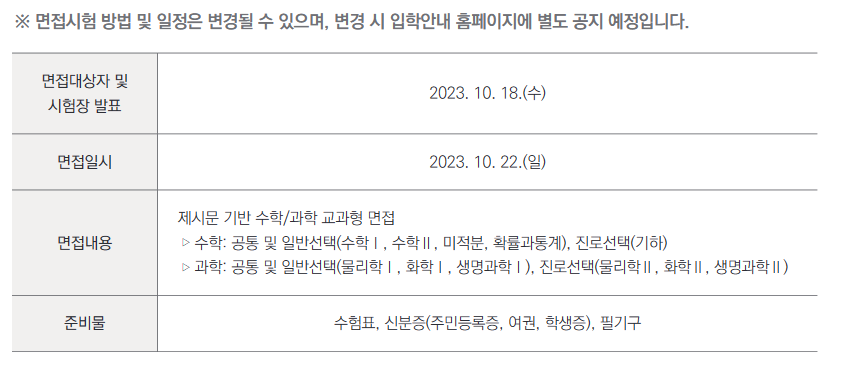 2024 성균관대학교 수시 면접 일정 복장 예상문제 준비 방법